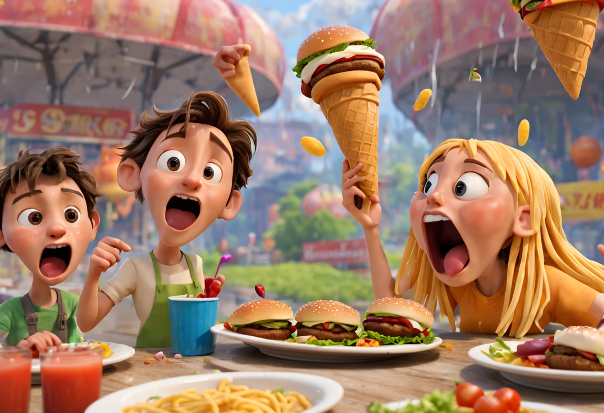 Cloudy with a Chance of Meatballs created with SeaArt AI