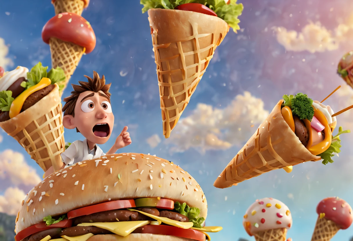 Cloudy with a Chance of Meatballs created with SeaArt AI