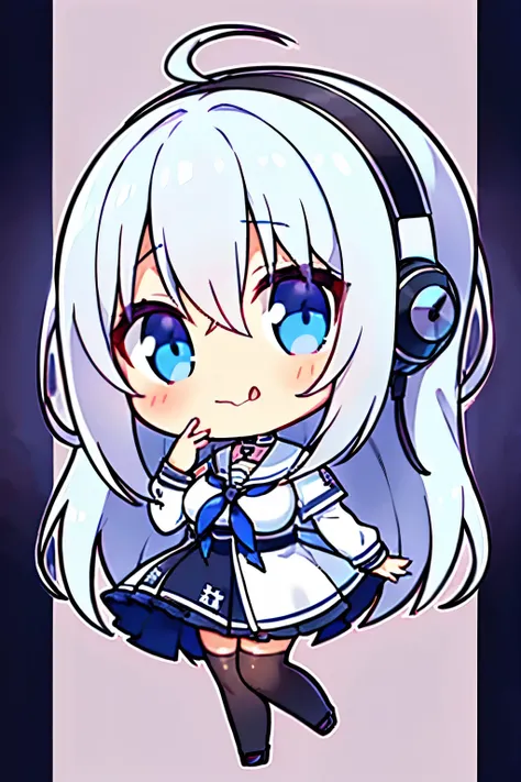 1girl,ayaka,(chibi:1.2), white hair, blue eye - SeaArt AI