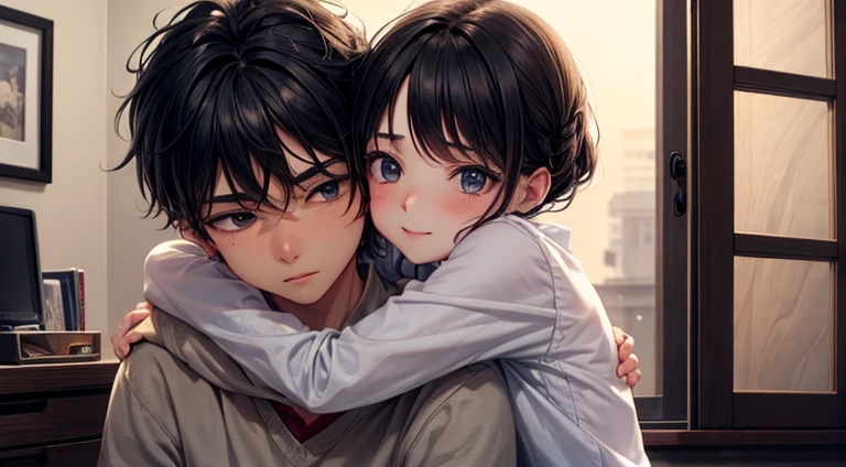 Girl hugs boy from behind - SeaArt AI