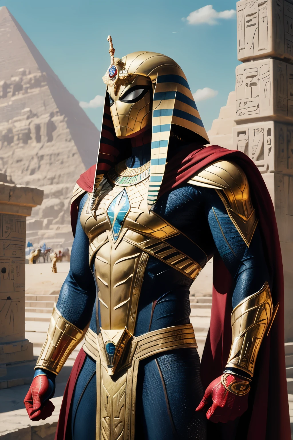 An intriguing fusion of Ancient Egyptian mythology and the iconic superhero Spiderman. The ...