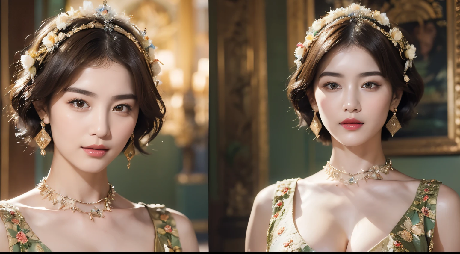 140 (a 20 yo woman,in the palace), (A hyper-realistic), (high-level image quality), ((beautiful ...