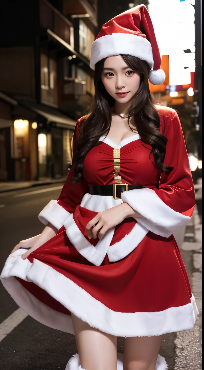 Araffe dressed in a santa claus outfit walking down a street - SeaArt AI
