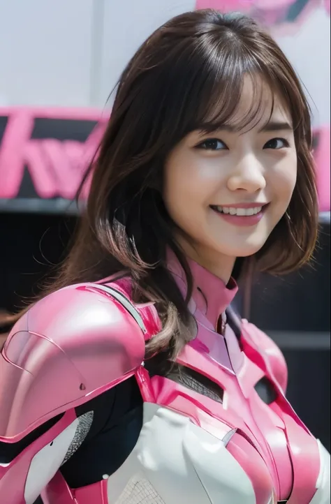 pink power range lemele、Realistic, shiny dark pink and white suit、Power Rangers Bodysuit ...