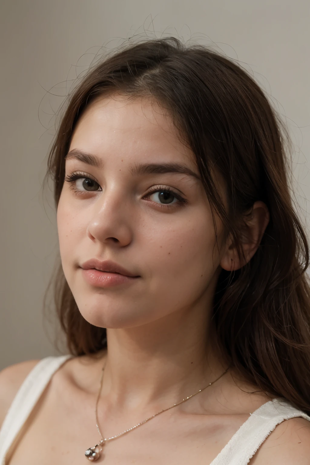 Un primer plano de una mujer con un collar en el cuello - SeaArt AI