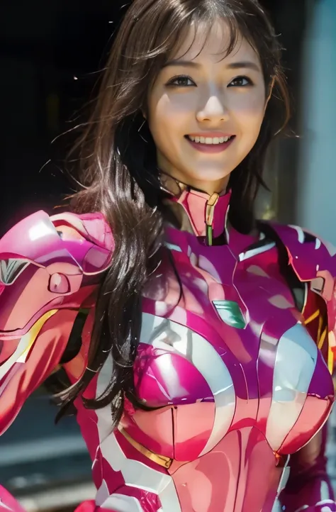 pink power range lemele、Realistic, shiny dark pink and white suit、Power Rangers Bodysuit ...