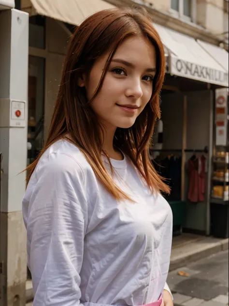 Beautiful wornan, 20 years okt, with a smile on their face, red hair, - SeaArt AI