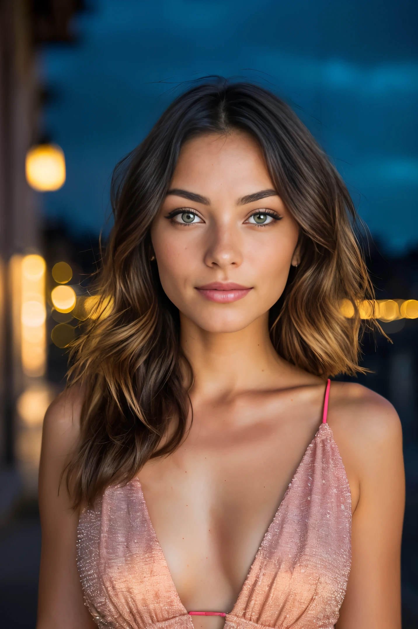 RAW uhd closeup portrait of a 25-year-old brunette, natural brunette hair, locks, wavy, (brown ...