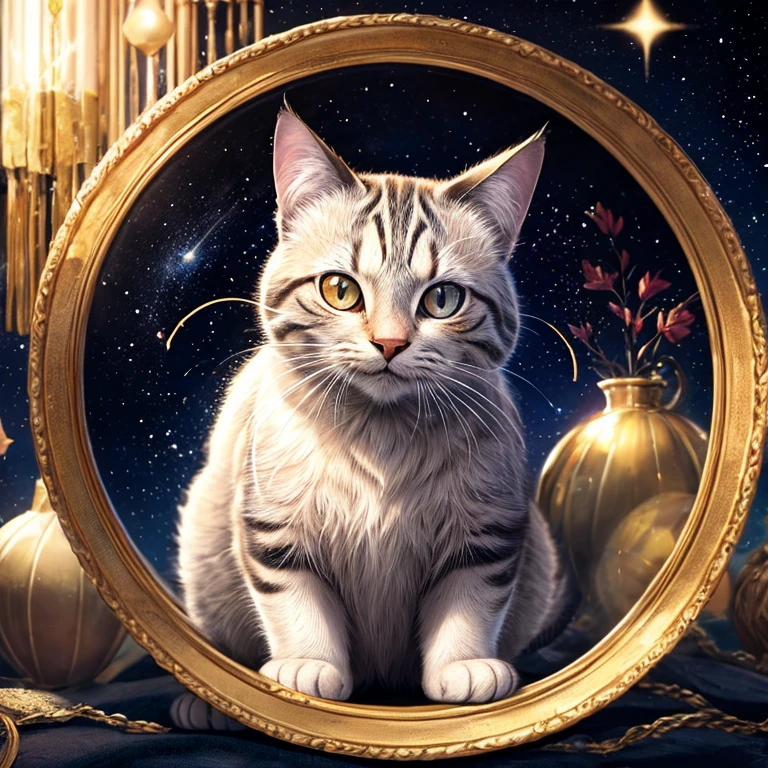 Colorful cat，Glittering Background，adolable，fancy，intricate-detail ...