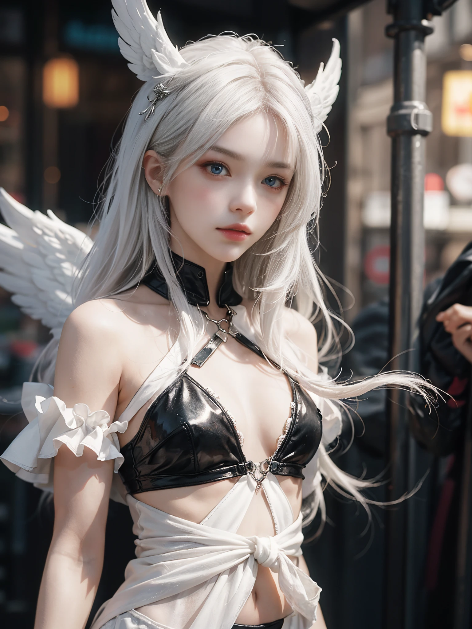 Close-up of woman with white hair and white mask、beautiful character painting、guweiz、Artwork in ...