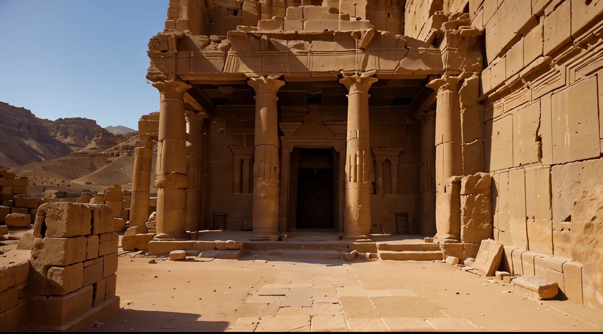 Arafed view of a large building with columns and a doorway - SeaArt AI