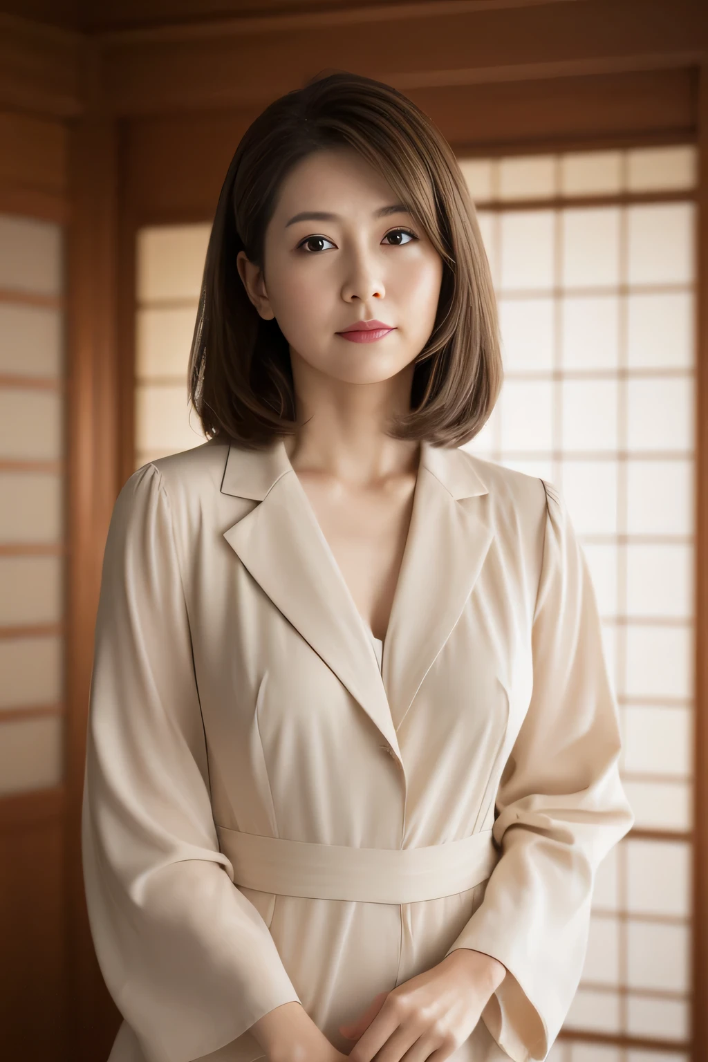 写真のポーズをとる白いローブを着た女性の接写 Seaart Ai
