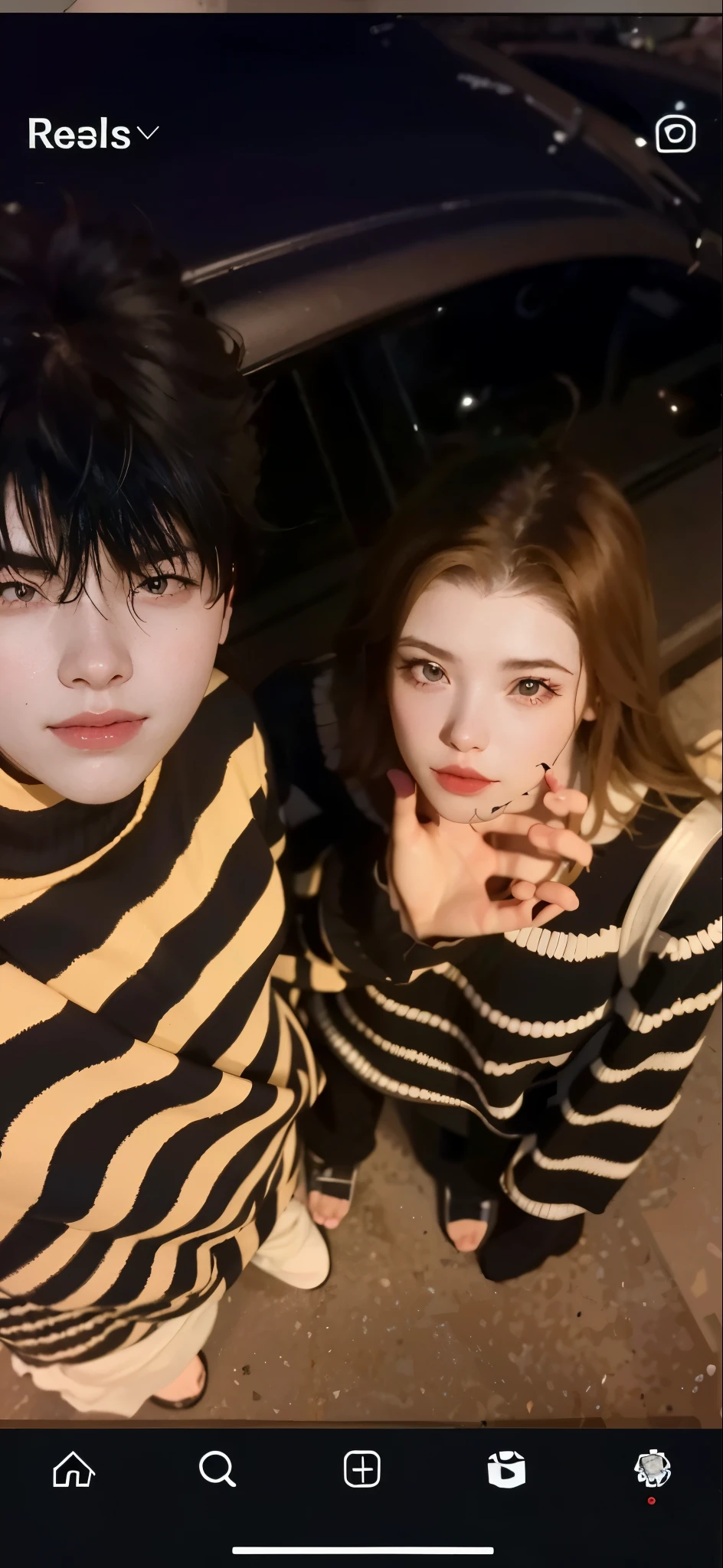 A close up of two people standing next to each other - SeaArt AI