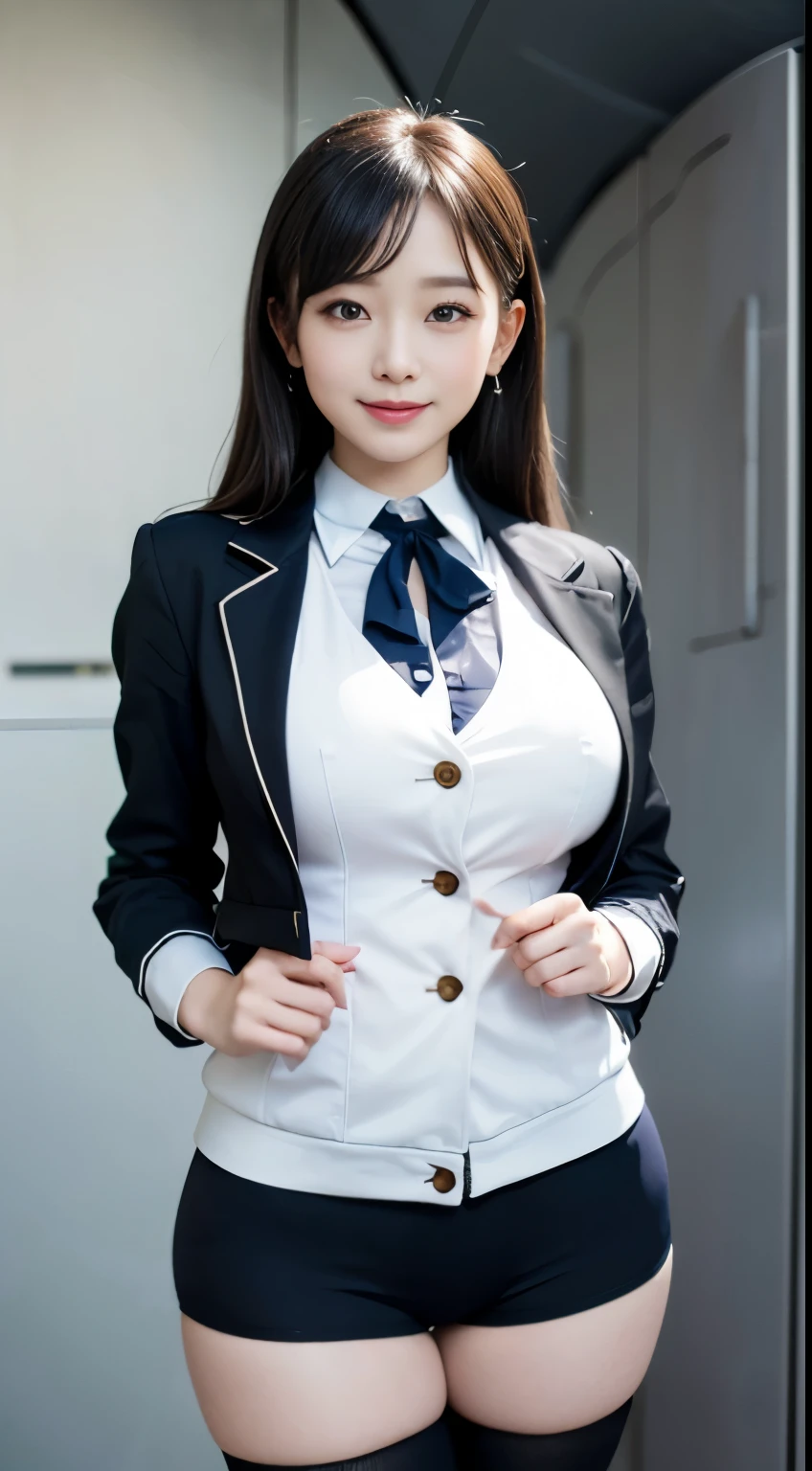 A close up of a woman in a uniform posing for a picture - SeaArt AI