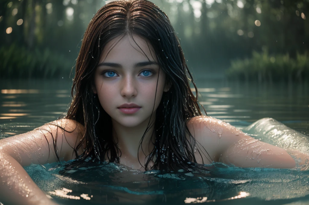 Beautiful masterpiece, best quality. Portrait of a teenage girl half submerged i - SeaArt AI
