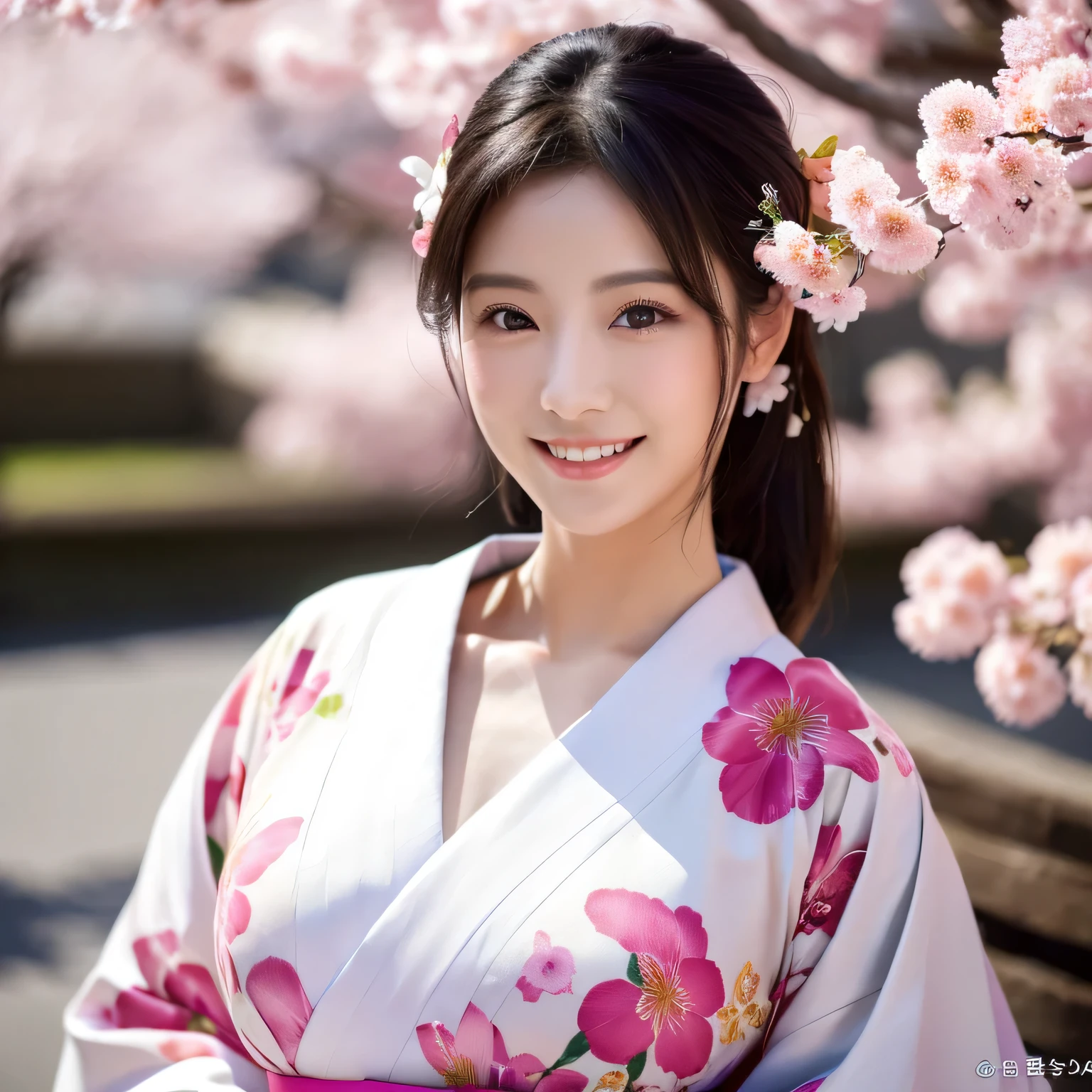 Arafed asian woman in a kimono dress posing for a picture - SeaArt AI