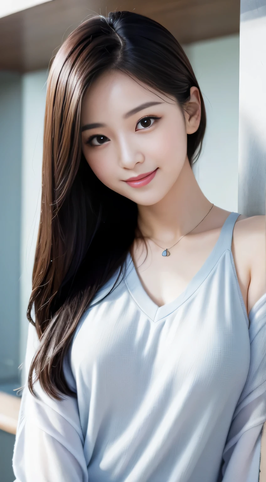 A Woman With Long Hair And A Blue Top Posing For A Picture Seaart Ai