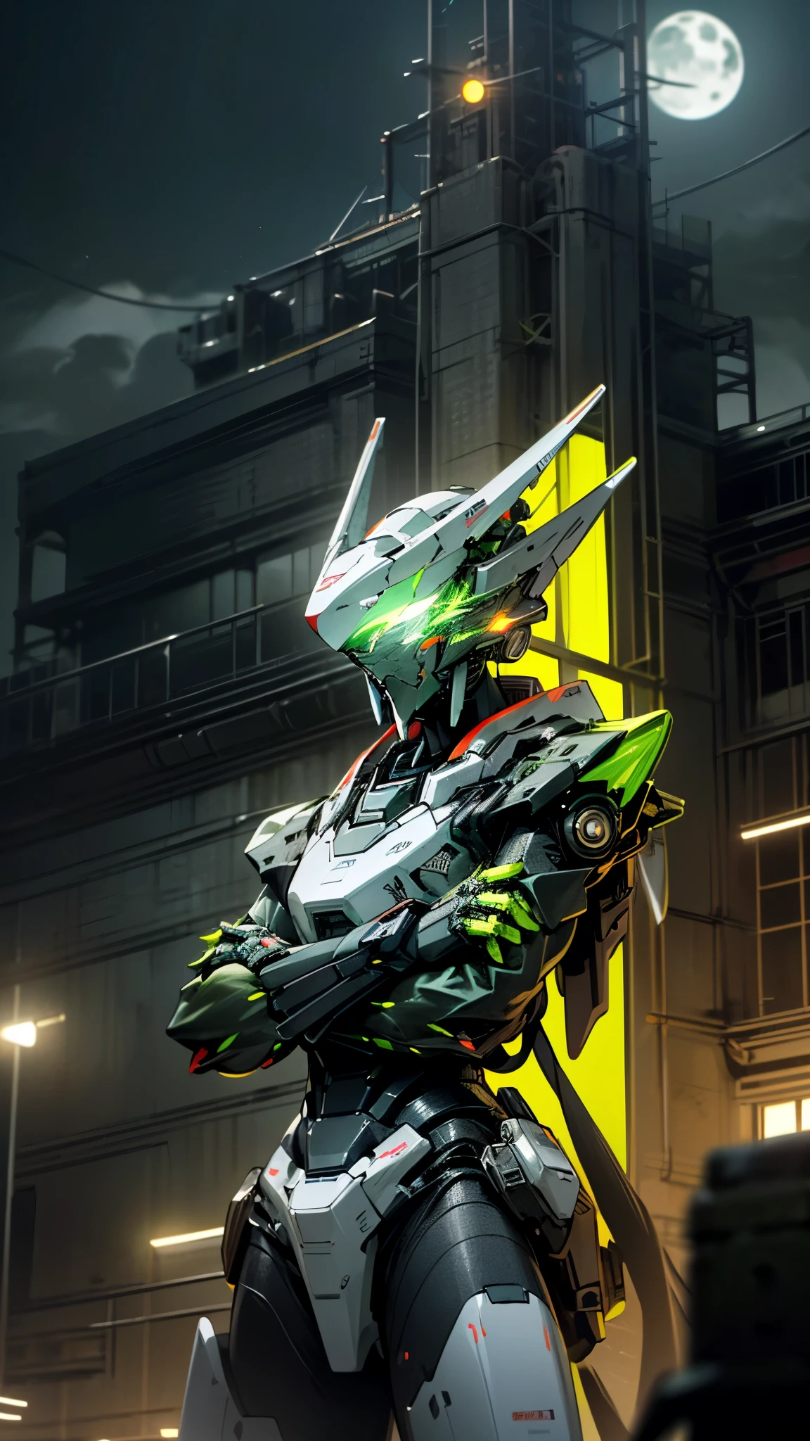 A close up of a robot standing in front of a building - SeaArt AI