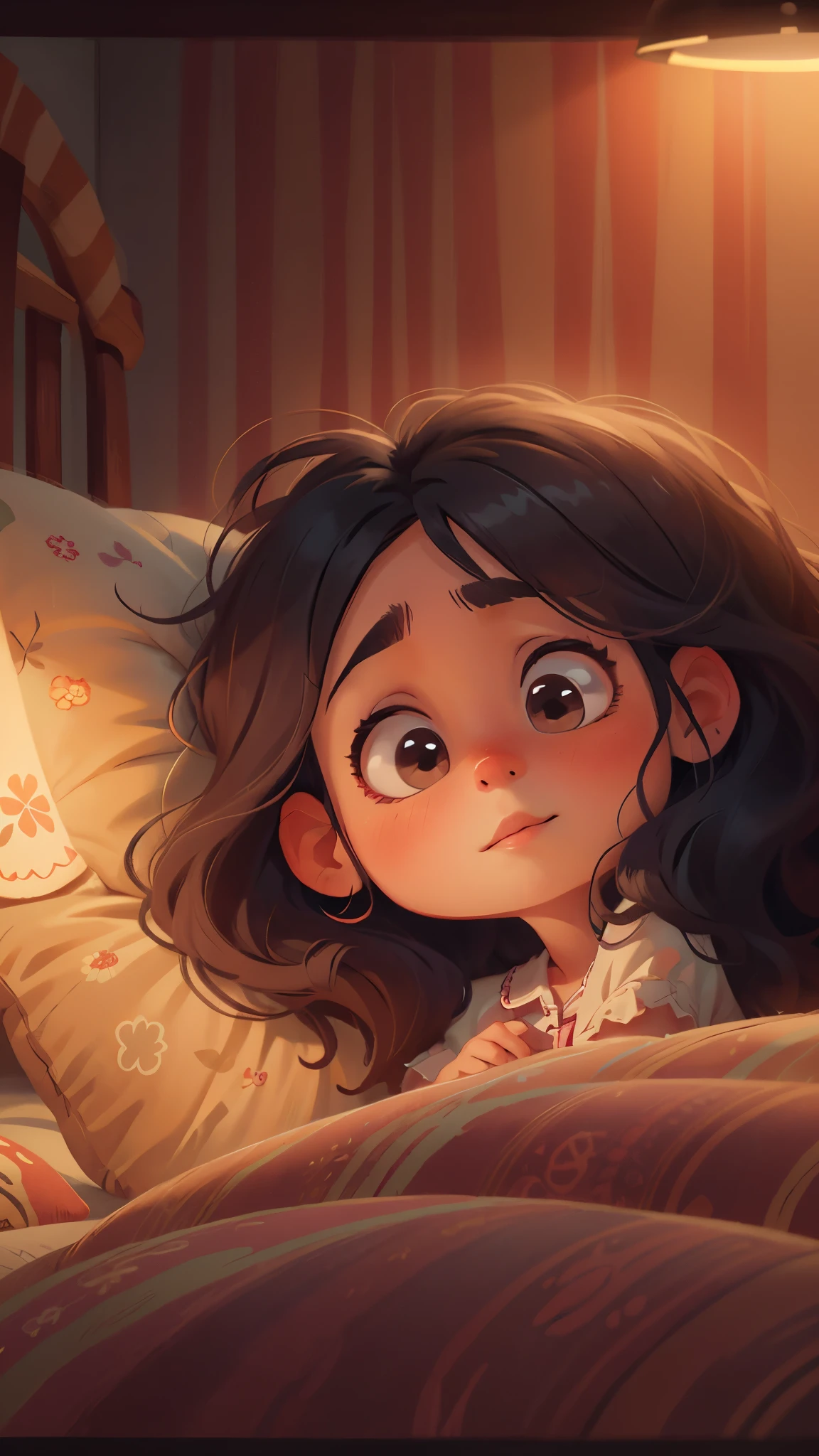 Cartoon girl laying in bed with a book in her hand - SeaArt AI
