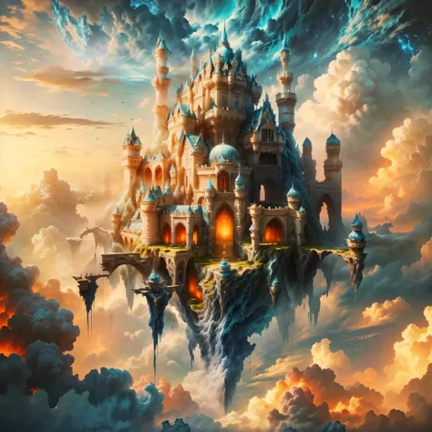 fantasy castle floating in the sky - SeaArt Al - Free Al Art Generator