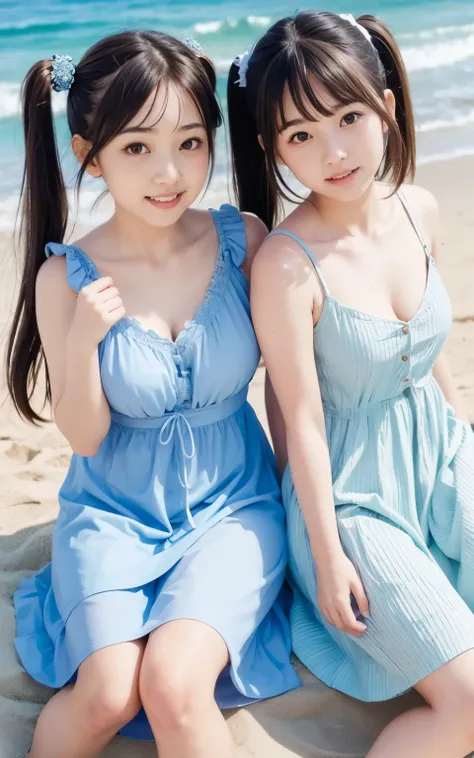 (Two girls of the same age:1.2) , couple focus, crazy about love, 14 years old, upper body whole ...