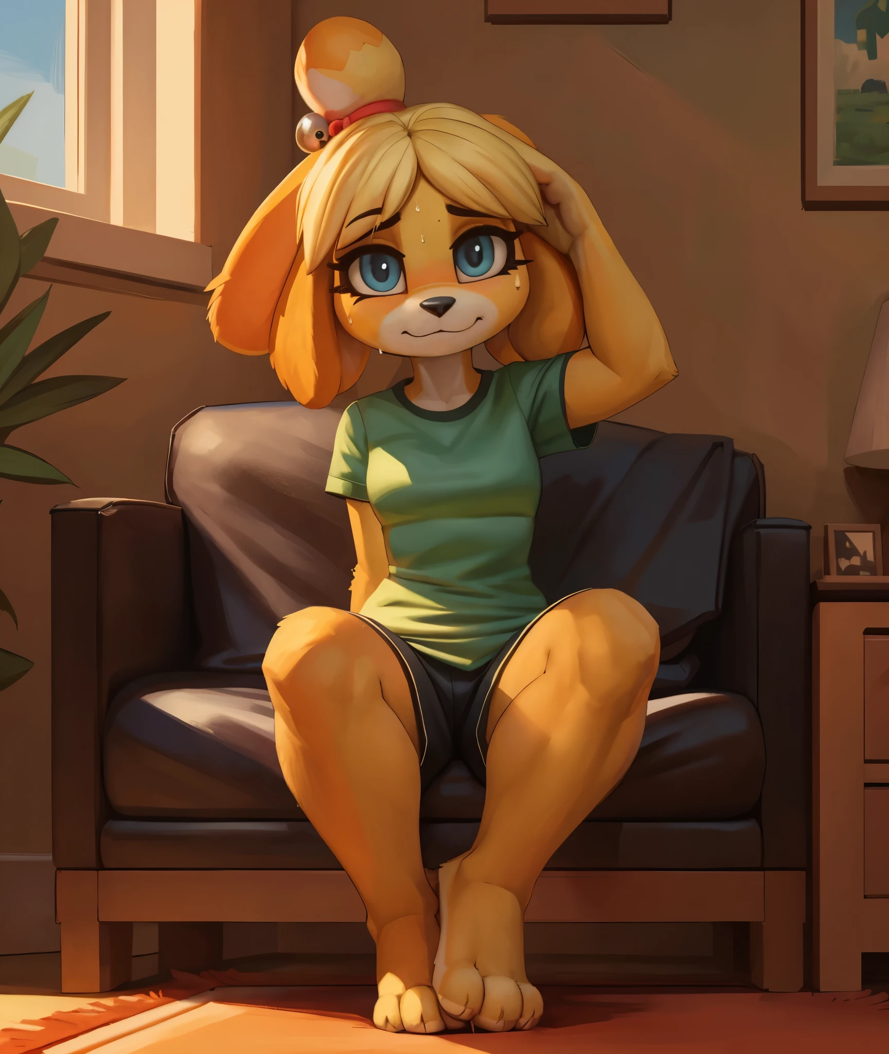 A close up of a cartoon cat sitting on a couch - SeaArt AI