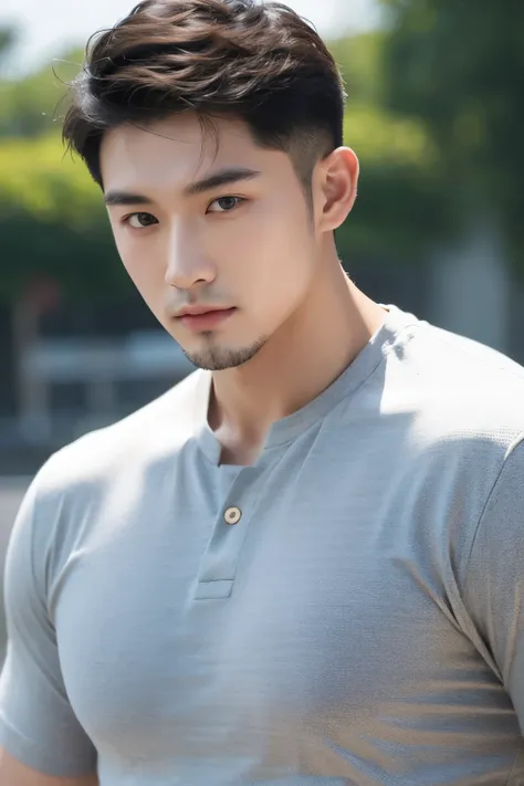 A very handsome Chinese man，close-up，Upper body，casual wear，no beard ...