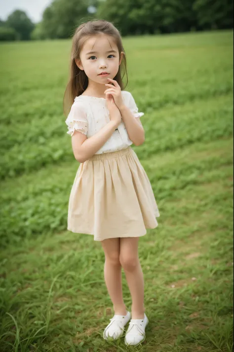 Beautiful wearing white silk and short skirt，little breast --auto - SeaArt AI