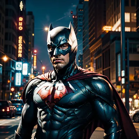 Batfleck Ben-Affleck batman in the rain on a city street at night, from ...