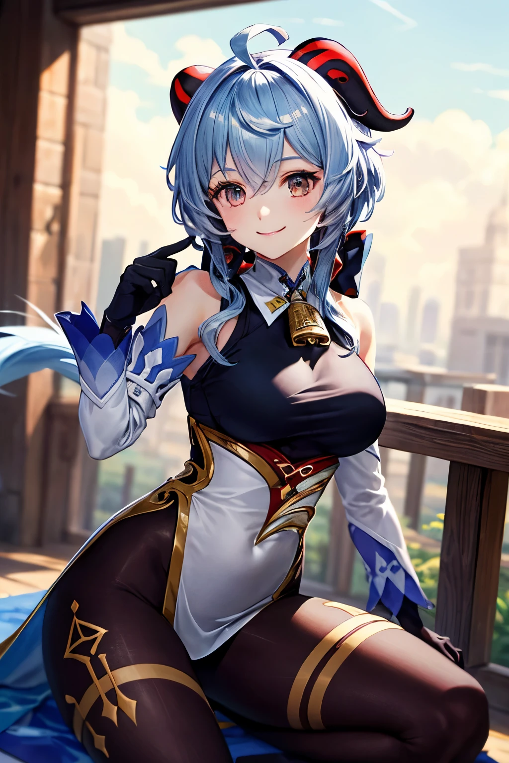 postura de lucha, ganyudef, Sonrisa, rubor, exteriores - SeaArt AI