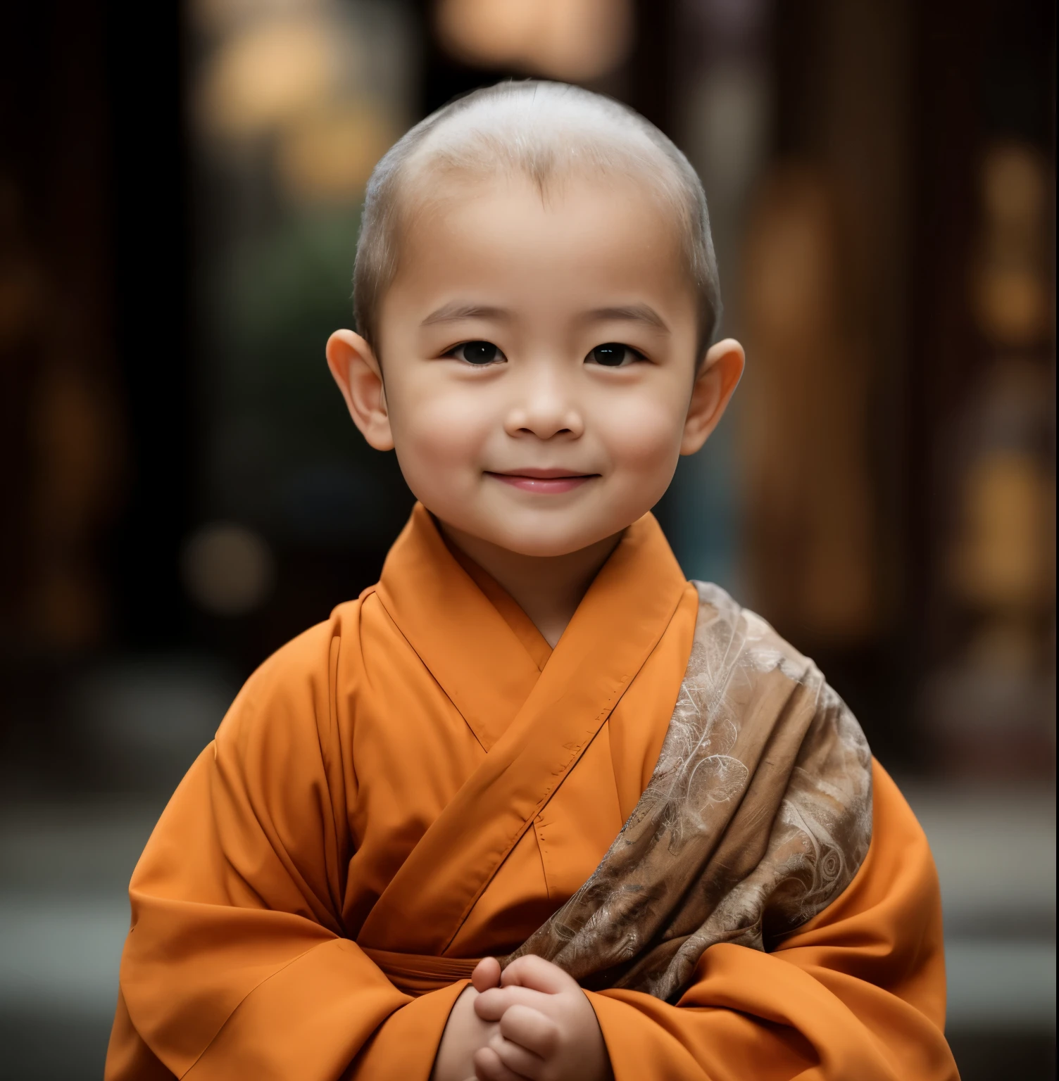 A close up of a child in a robe holding a small object - SeaArt AI