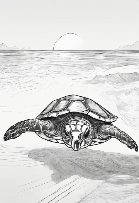 /imagine prompt: hawksbill sea turtle illustration for a sticker with a ...