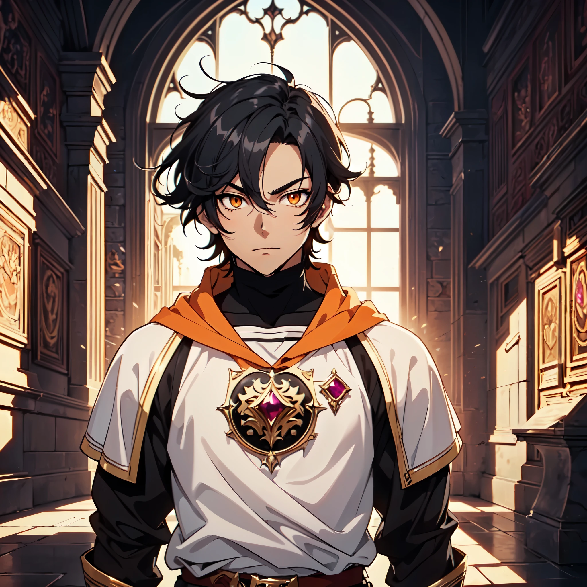 Anime character with a sword and a shield in a hallway - SeaArt AI