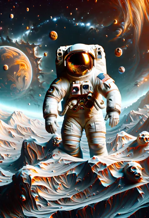A painting of astronauts in space surrounded by planets, space, amazing wallpapers, Space ...