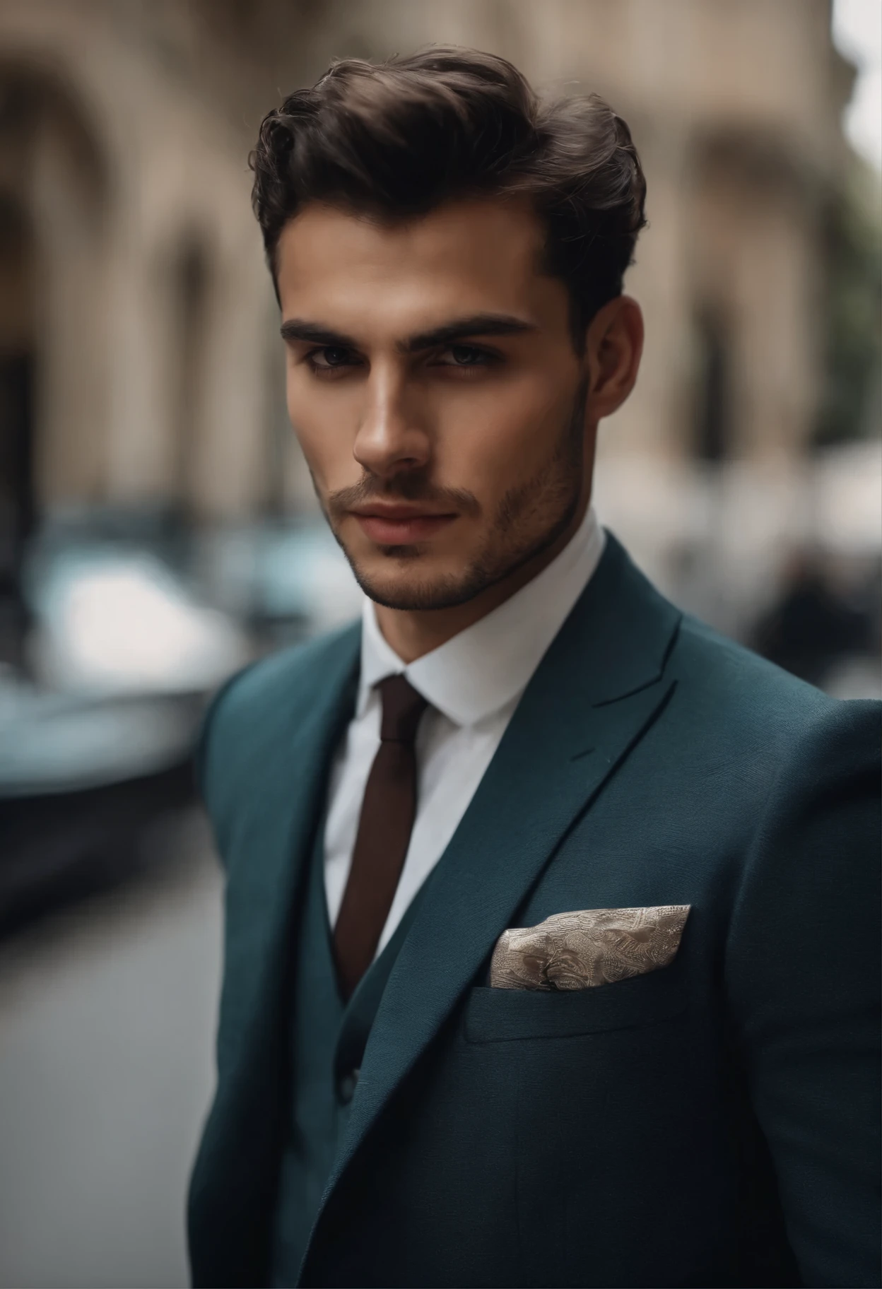 Arafed man in a suit and tie standing on a street - SeaArt AI