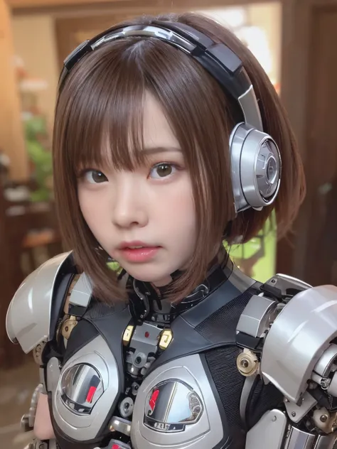一人で:1.6))))、未来的な白い光沢のある重装甲ロボットスーツを着た女の子が写真を撮る、perfect android 女の子, ガイノ ...
