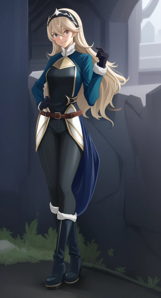 Corrin in a blue and black outfit, sil from species, fullbody portrait ...