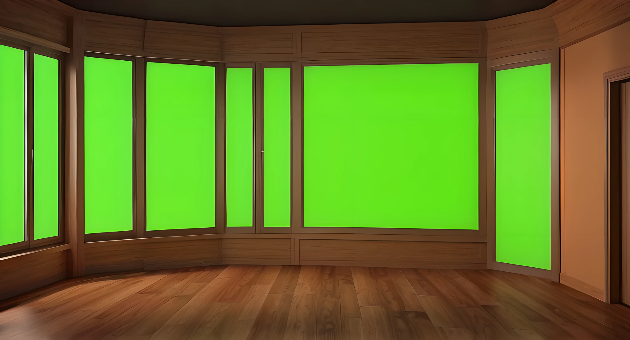 крупный план комнаты с зеленым экраном в углу - SeaArt AI