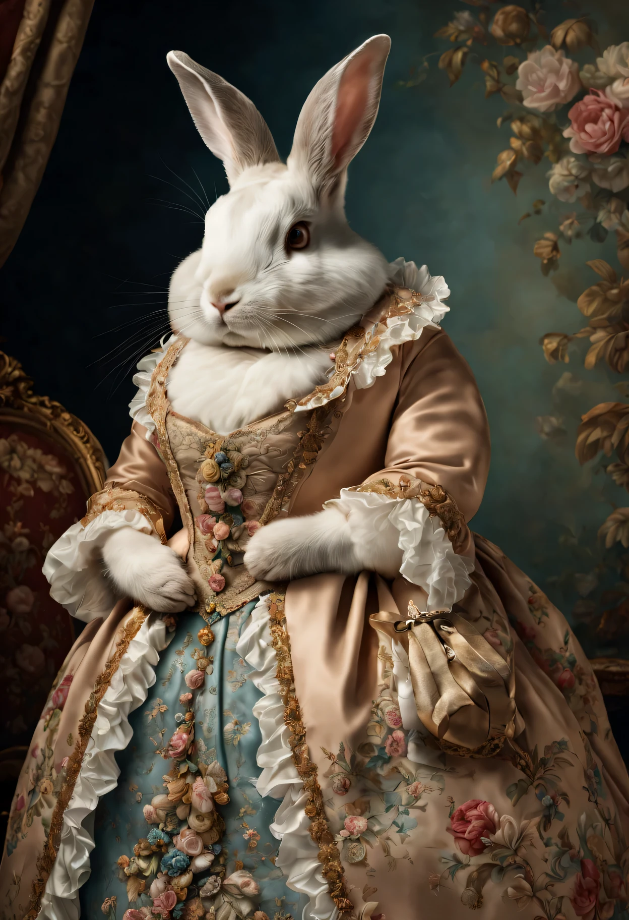Arafed image of a white rabbit dressed in a dress - SeaArt AI