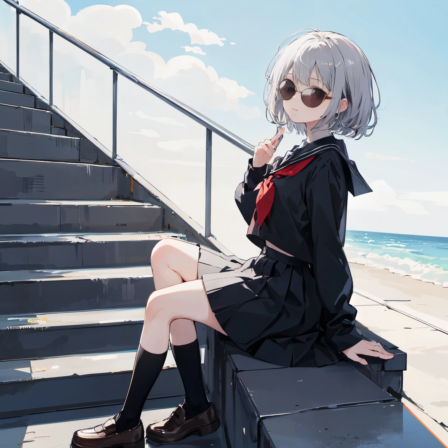 table top,very detailed,1 girl,alone,gray hair - SeaArt AI