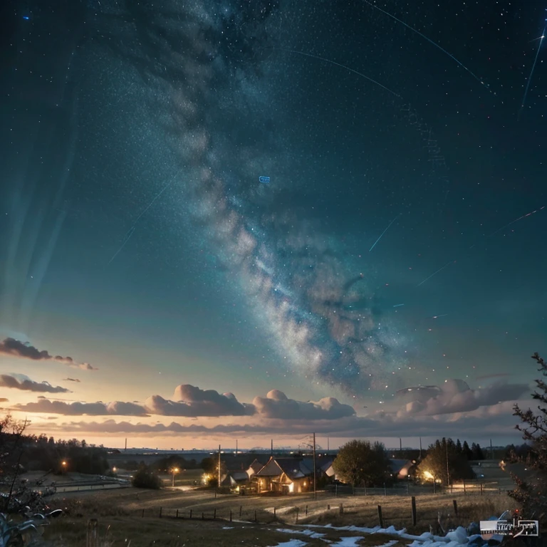 starry sky in a rural landscape - SeaArt AI