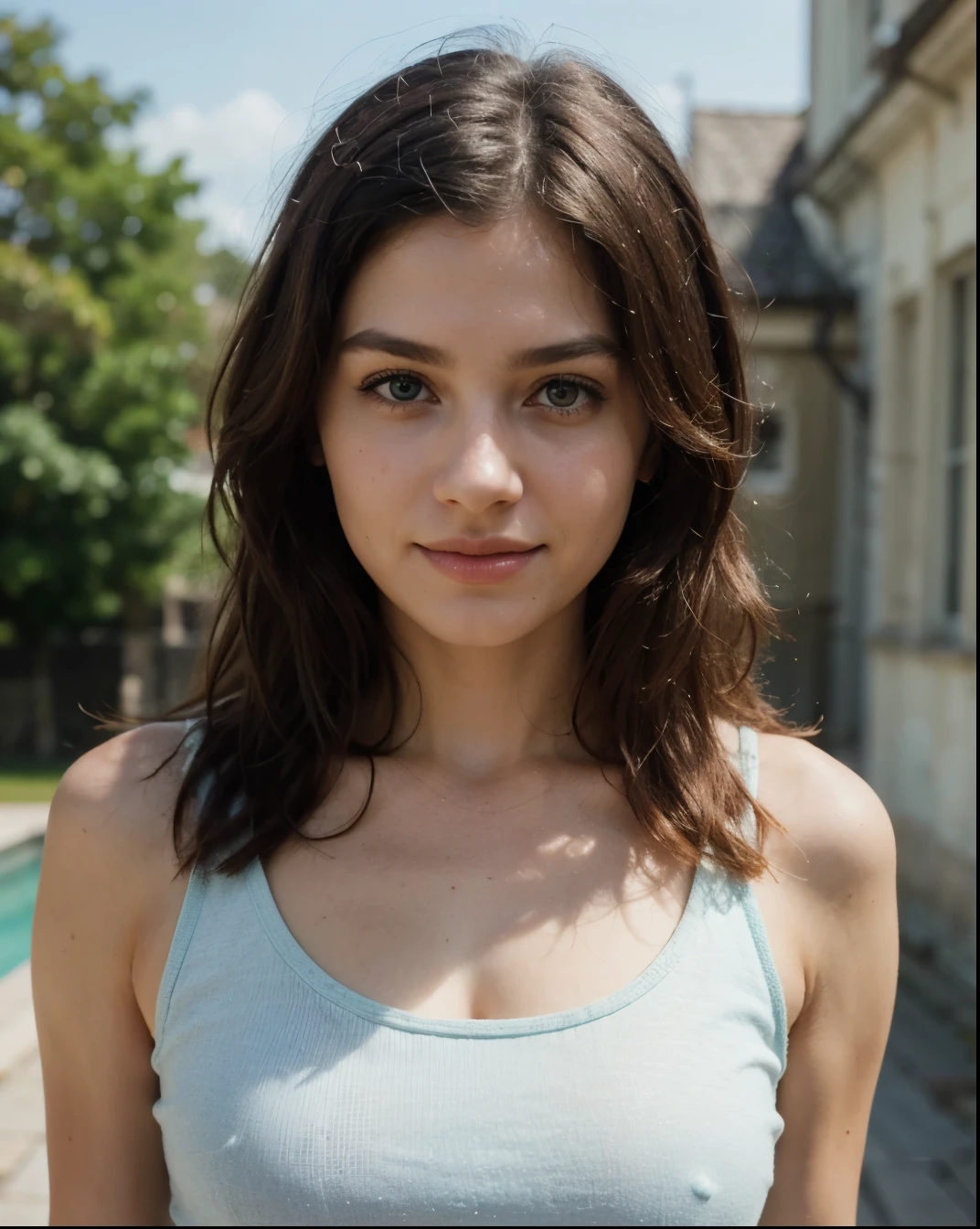 Cute Beautiful Sexy European Light Green Eyed Brunette 22 Years Old Seductive Look In Eyes