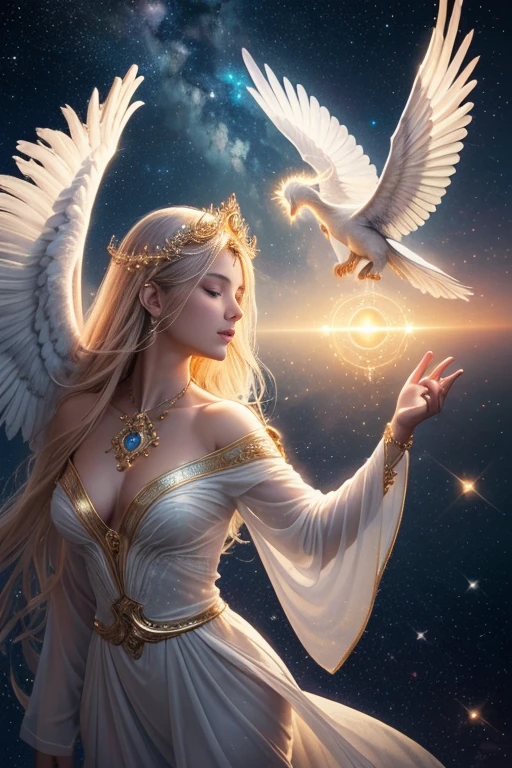 "Ethereal Grace: The Angelic Embodiment of Light and Peace" created with SeaArt AI