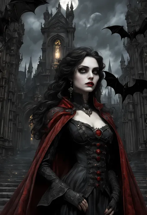 a picture of an exquisite beautiful female vampire standing under the ...