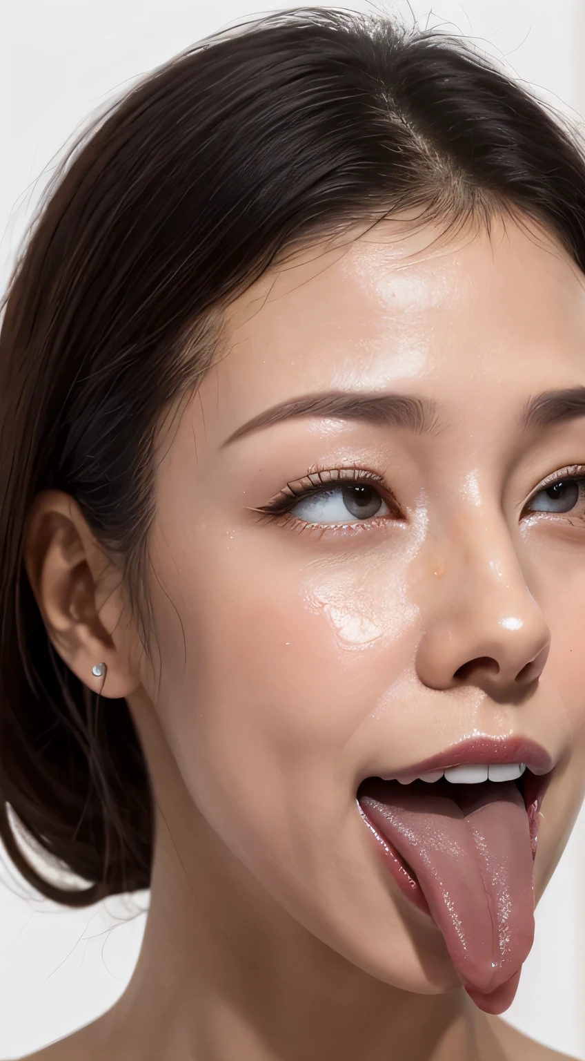 A close up of a woman sticking her tongue out with a toothbrush - SeaArt AI