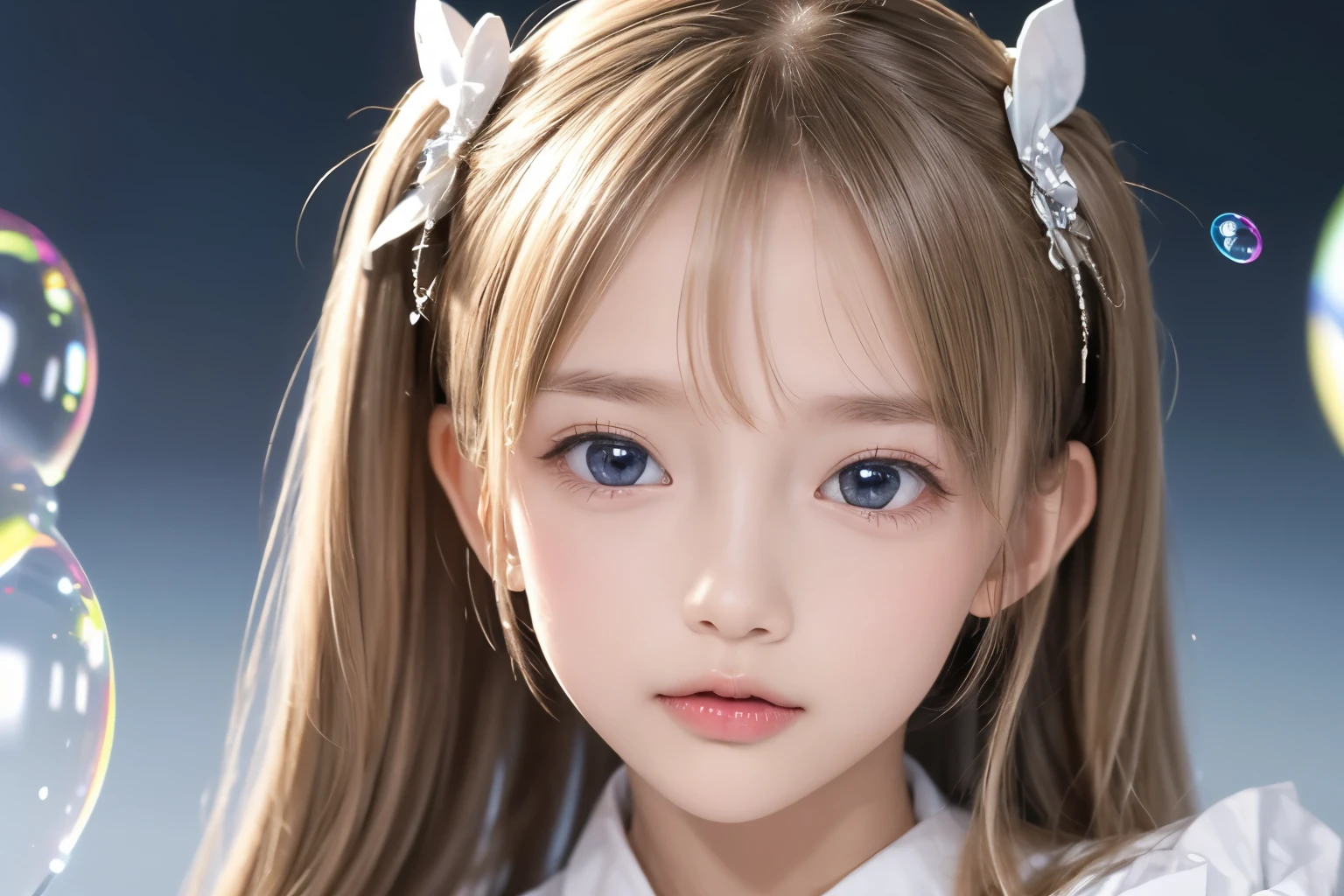 A close up of a girl with a ponytail and a white shirt - SeaArt AI