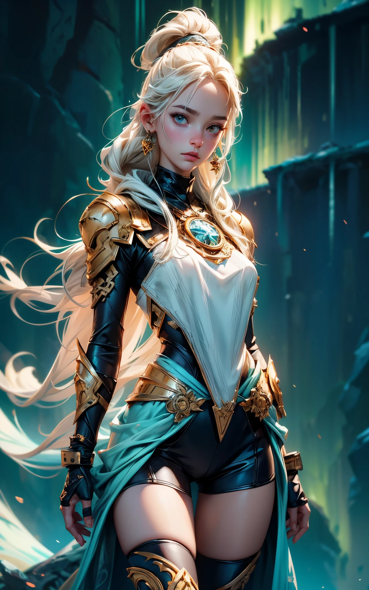 A woman in a costume with a sword and armor - SeaArt AI