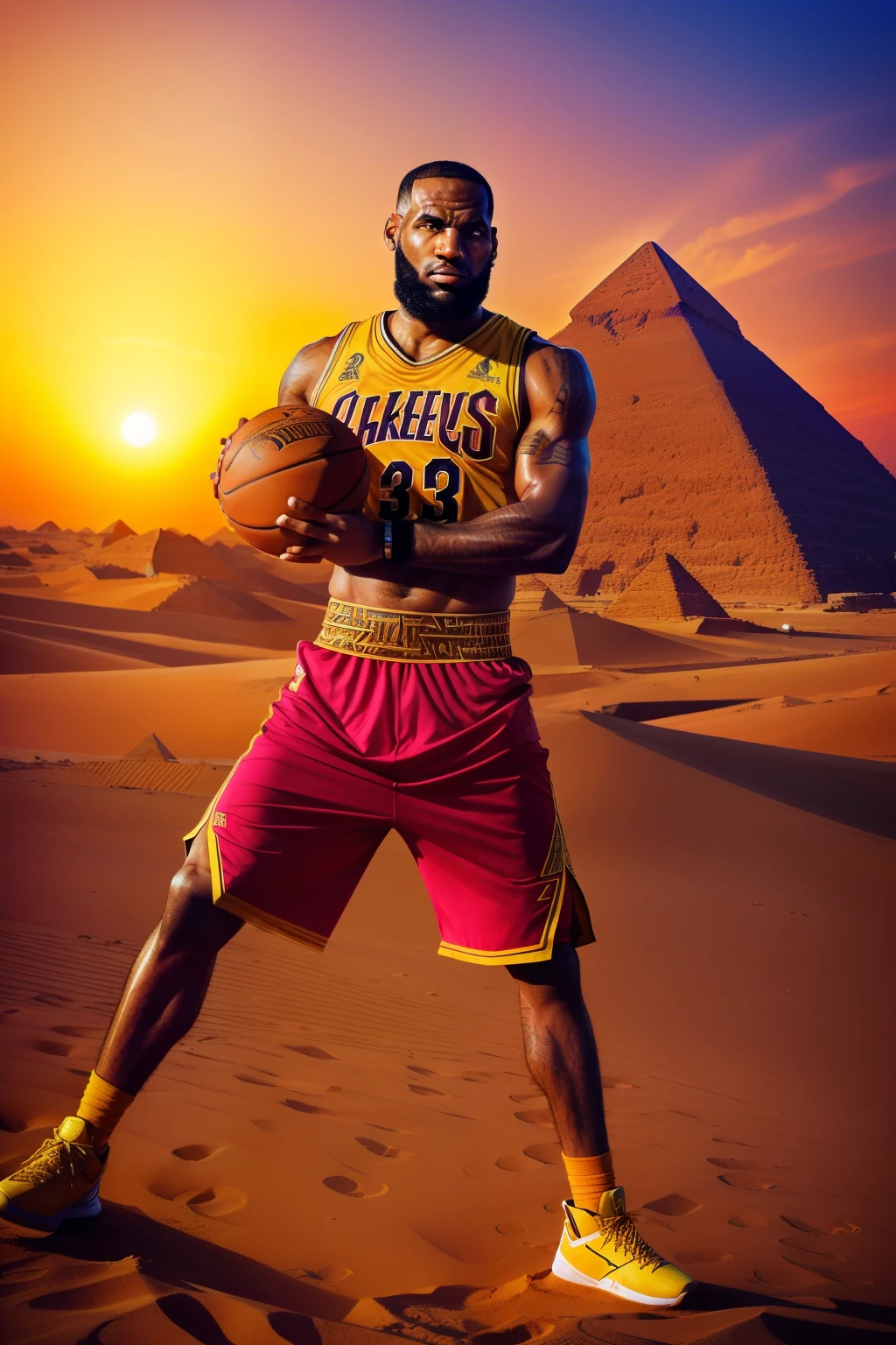 Arafed basketball player in a yellow jersey holding a basketball ...