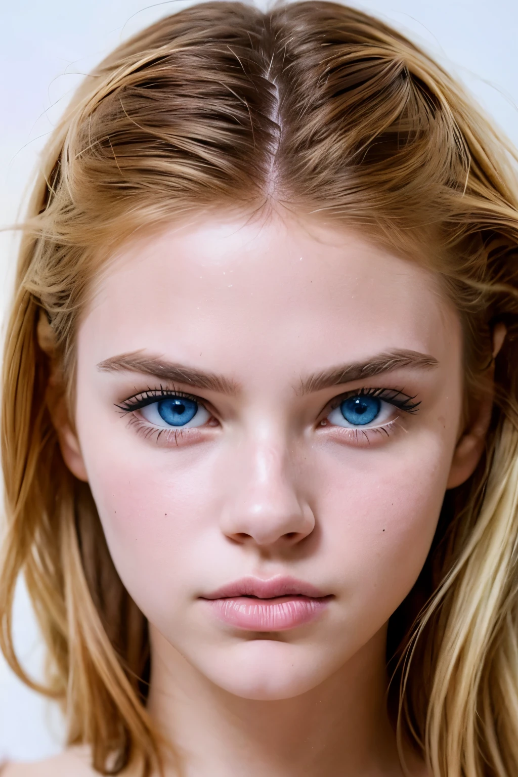 A close up of a woman with blue eyes and blonde hair - SeaArt AI