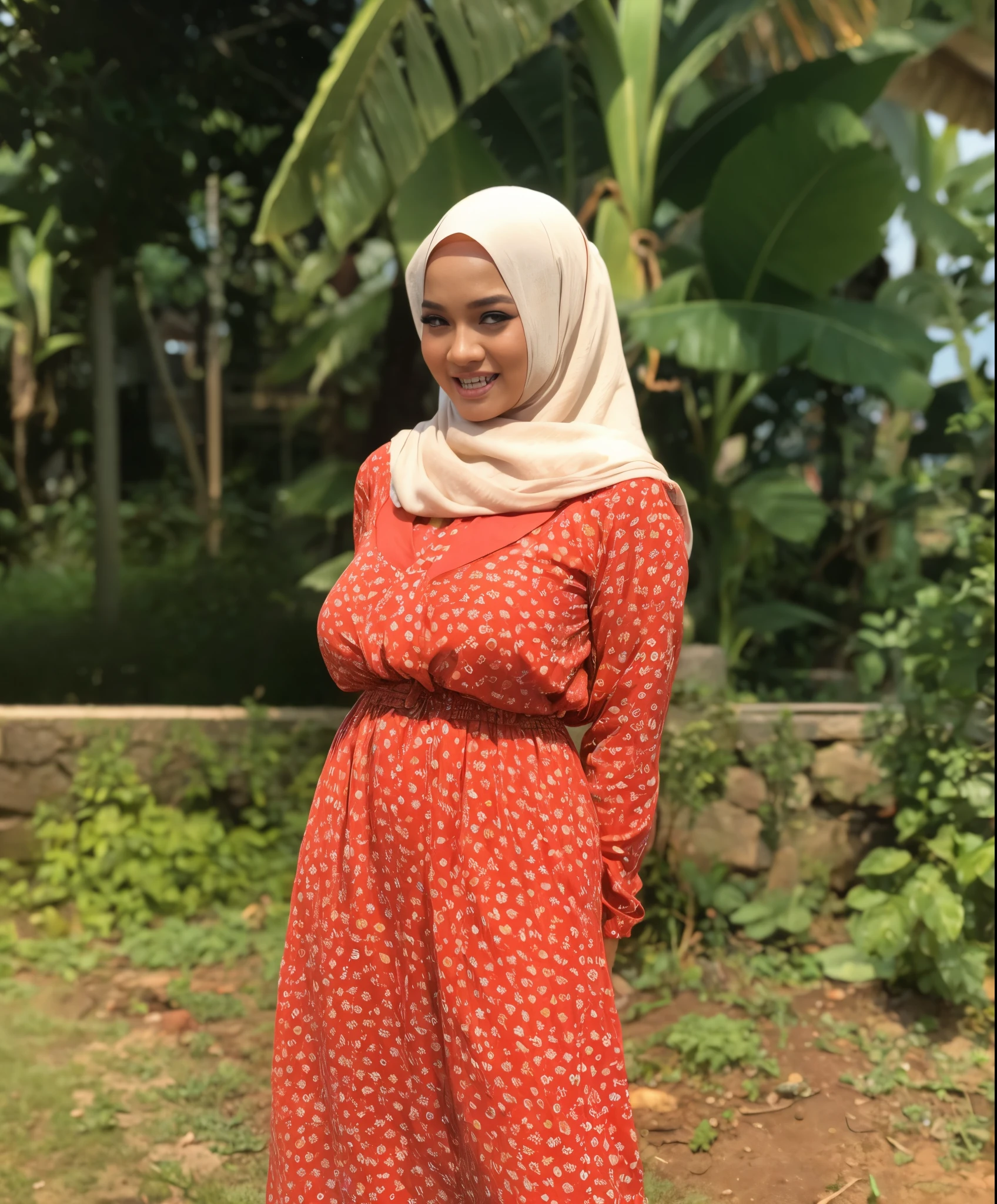 Heavy Breasts Portrait Photo Of A Matured Chubby Malay Girl Curvy Laughing12 Hijab